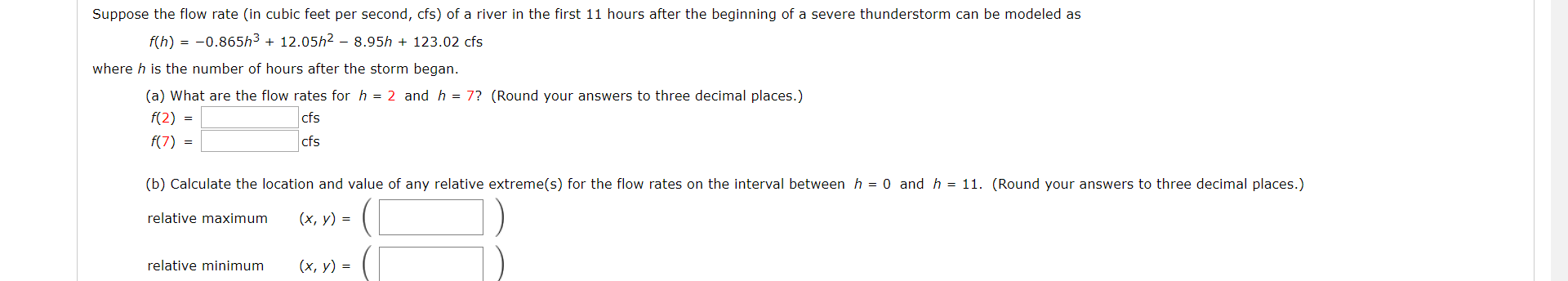 Solved Suppose the flow rate (in cubic feet per second, cfs) | Chegg.com