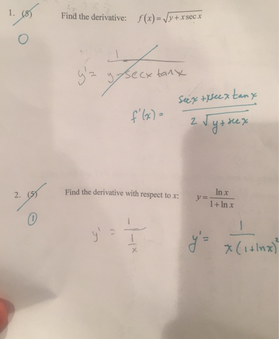 Solved: Find The Derivative: F (x) = Squareroot Y + X Sec ... | Chegg.com