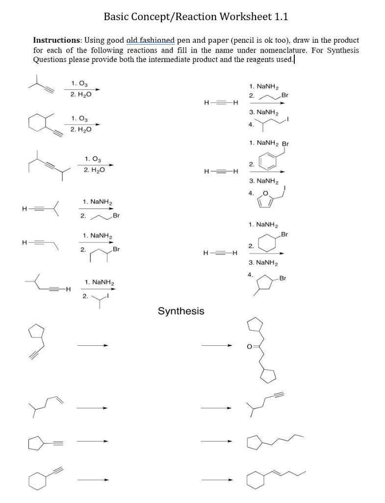 Basic Concept/Reaction Worksheet 1.1 Instructions: | Chegg.com