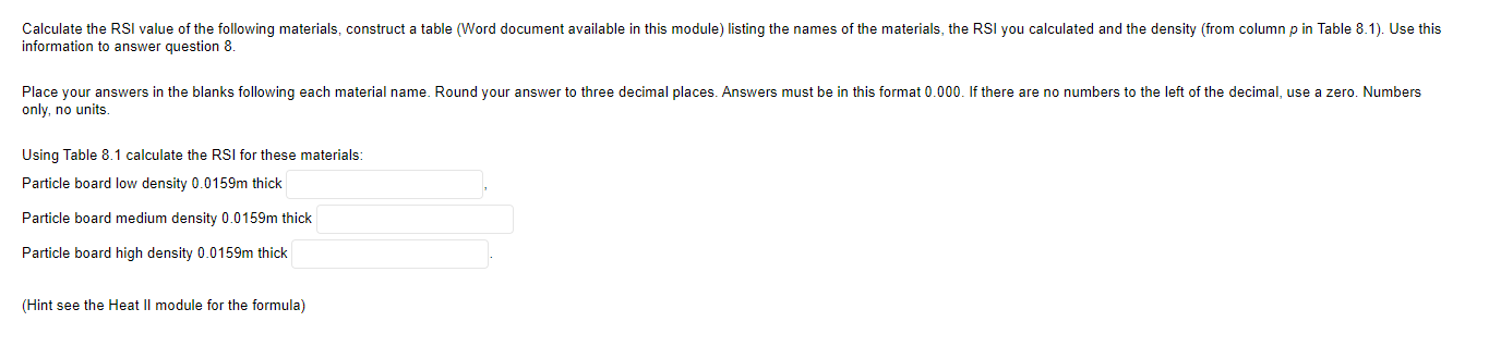 Solved Calculate the RSI value of the following materials, | Chegg.com