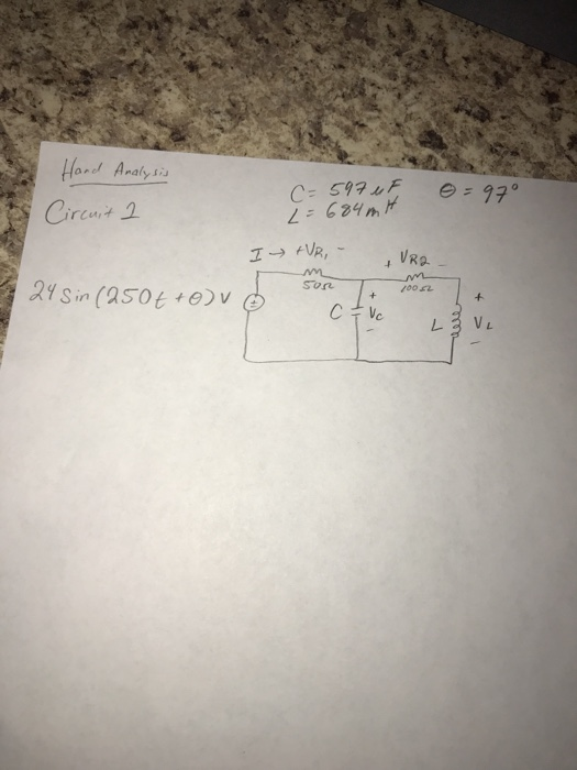 Solved Slove for I, VR1, VR2, VC, and VL. Using Phasor | Chegg.com