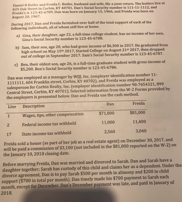 Daniel B Butler and Freida C. Butler, husband and | Chegg.com