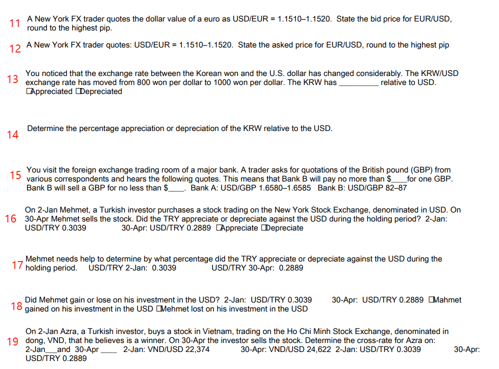 Solved A New York FX trader quotes the dollar value of a | Chegg.com