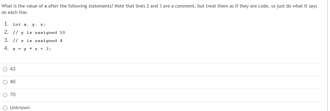 Solved Consider the following statements: 1. int x; 2. | Chegg.com