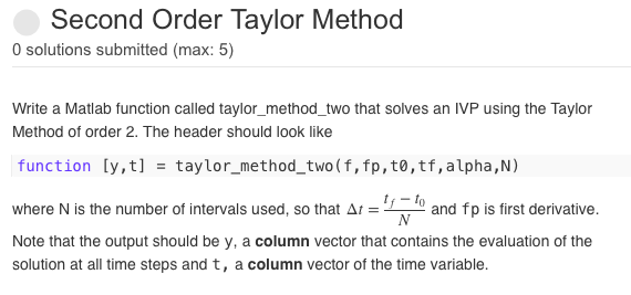 Second Order Taylor Method O solutions submitted | Chegg.com