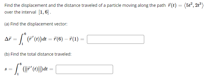 Solved Find the displacement and the distance traveled of a | Chegg.com