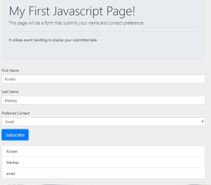 Solved Create a webpage form that accepts a first name, last | Chegg.com