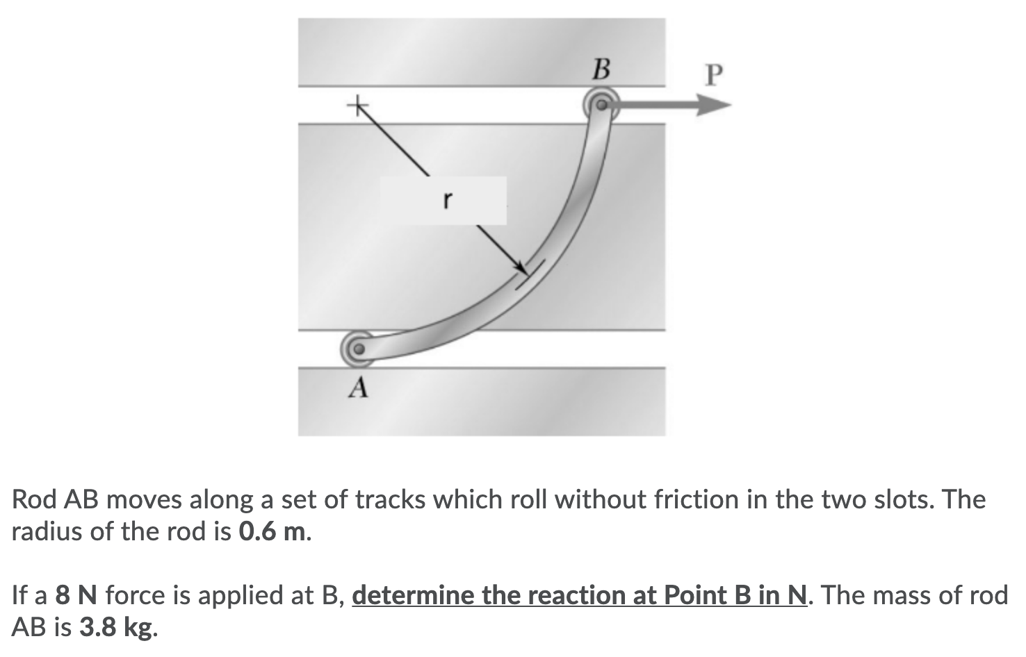 Solved B P A Rod AB moves along a set of tracks which roll | Chegg.com