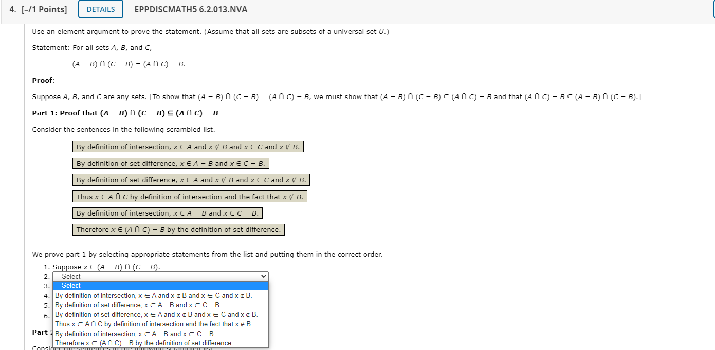 Solved 4. [-/1 Points) DETAILS EPPDISCMATH5 6.2.013.NVA Use | Chegg.com
