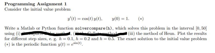 Solved Programming Assignment 1 Consider the initial value | Chegg.com