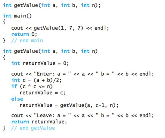 Solved int getValue(int a, int b, int n); int main() cout