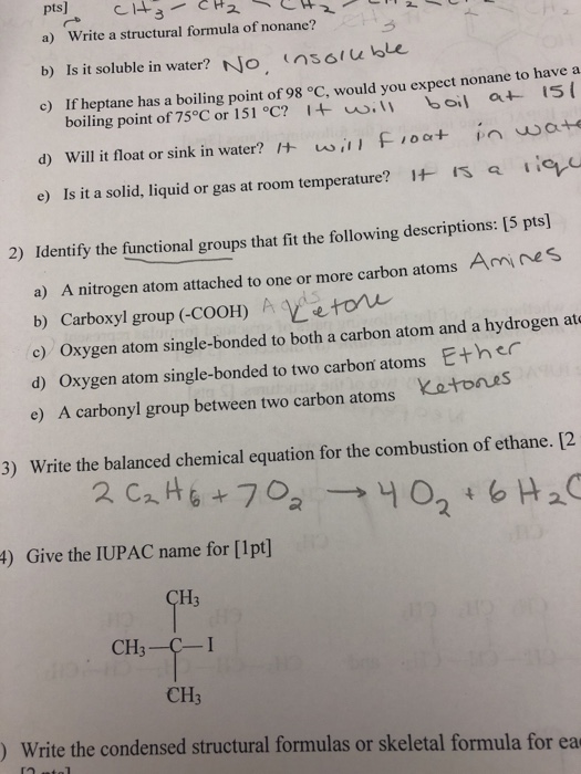 Solved a) Write a structural formula of nonane? b) Is it | Chegg.com