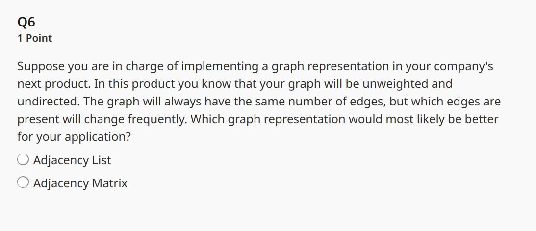 Solved Q6 1 Point Suppose you are in charge of implementing | Chegg.com
