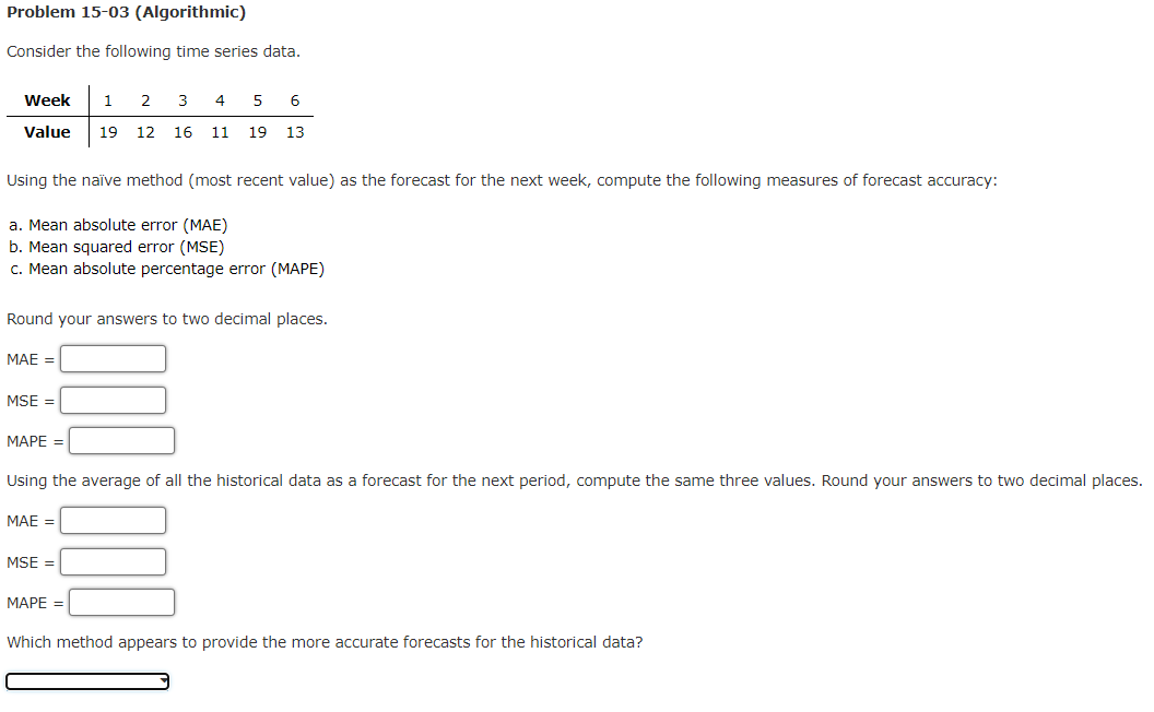 Solved Problem 15-03 (Algorithmic) Consider the following | Chegg.com