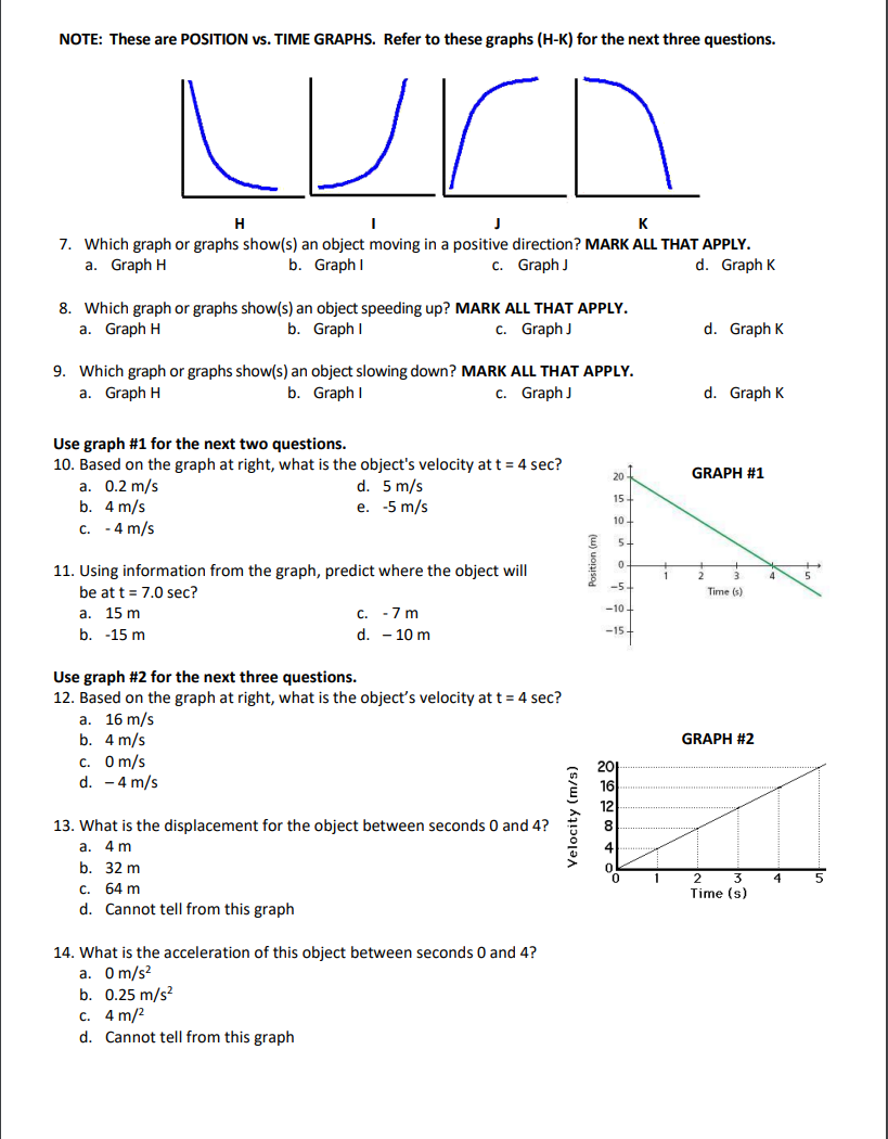Solved Physics Units 2 and 3 Test: Motion MULTIPLE CHOICE | Chegg.com