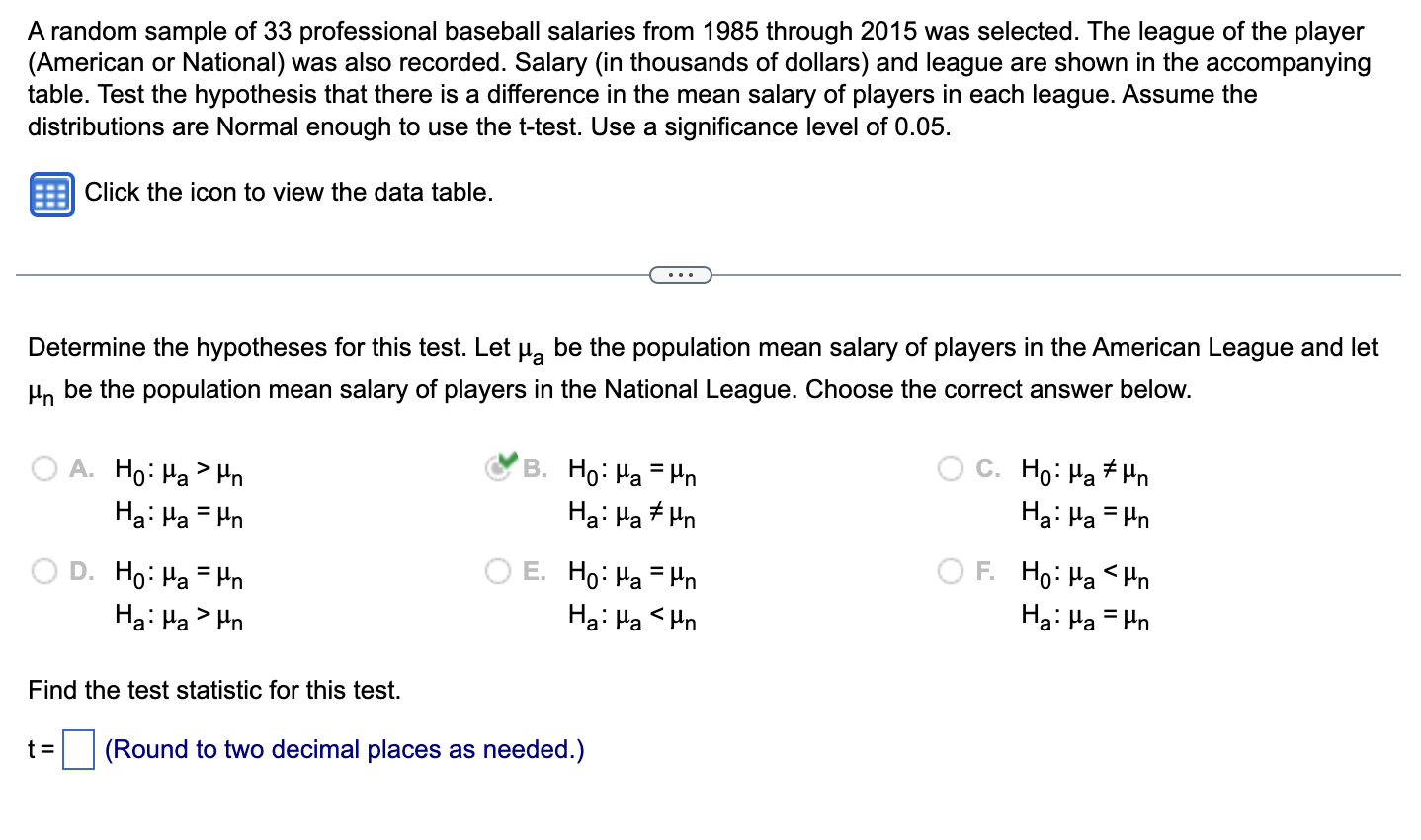 Solved A random sample of 33 professional baseball salaries | Chegg.com