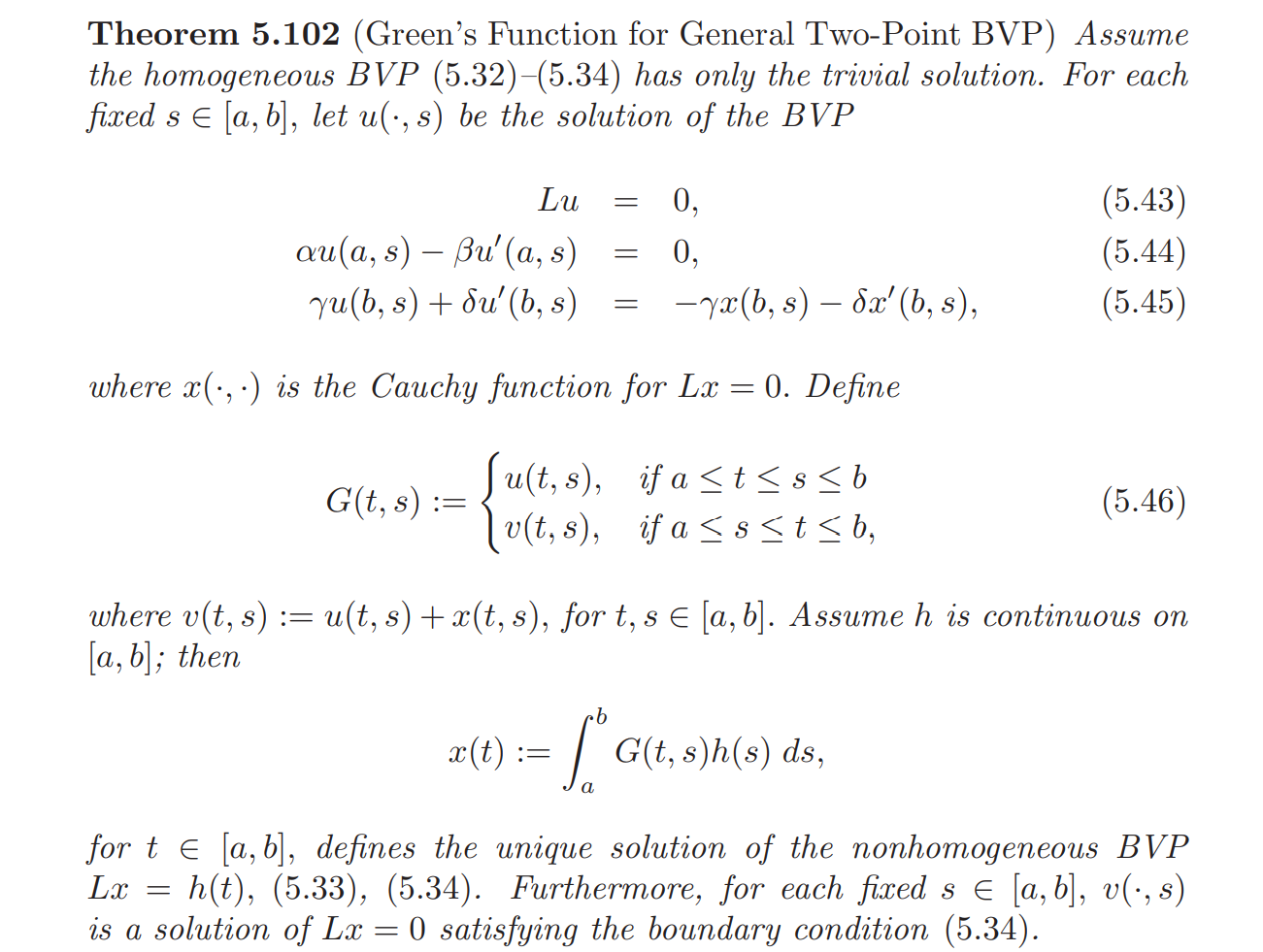 Solved Theorem 5.102 (Green's Function for General Two-Point | Chegg.com
