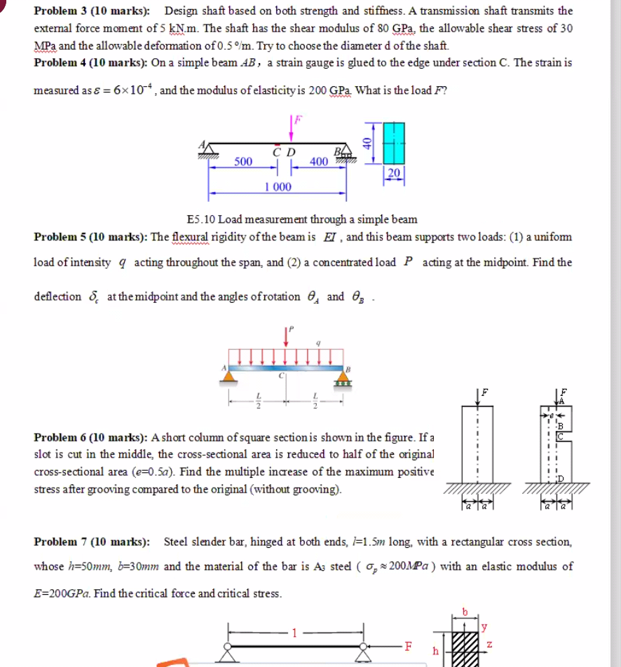 Solved Problem 3 (10 marks): Design shaft based on both | Chegg.com