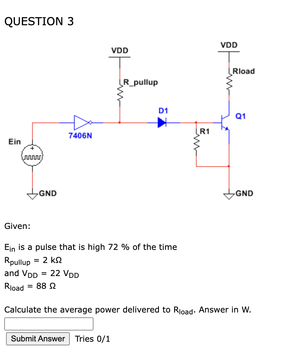 Solved QUESTION 3 Given: Ein is a pulse that is high 72% of | Chegg.com