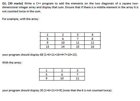 Solved The arrays should be initialized and it should be in | Chegg.com