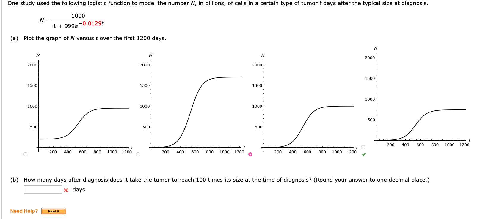 Solved N=1+999e−0.0129t1000 (a) Plot the graph of N versus t | Chegg.com