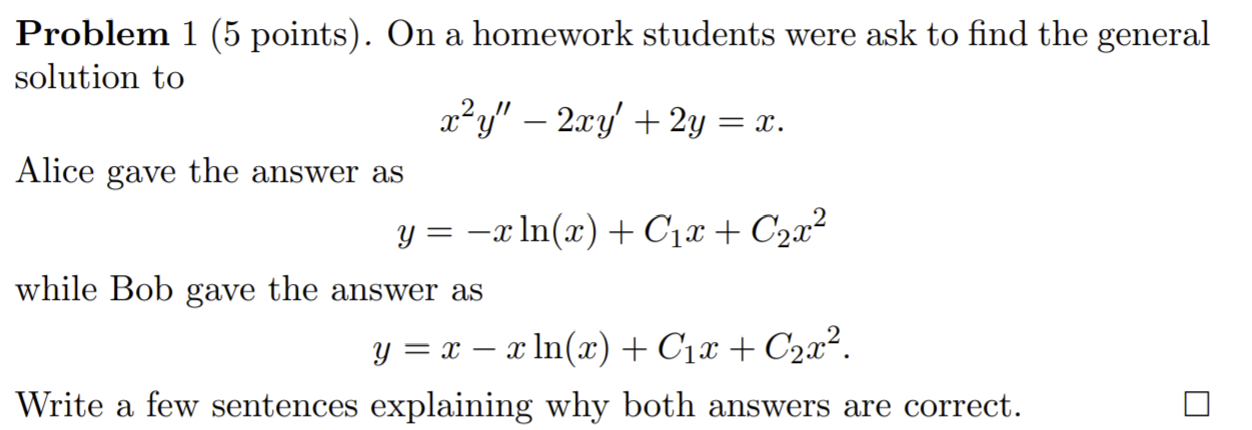 Solved Problem 1 (5 points). On a homework students were ask | Chegg.com