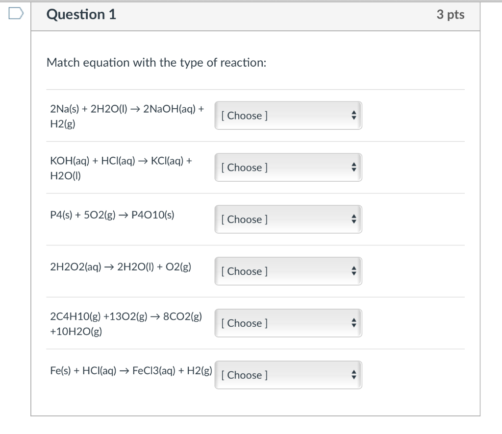 Solved Question 1 3 pts Match equation with the type of | Chegg.com