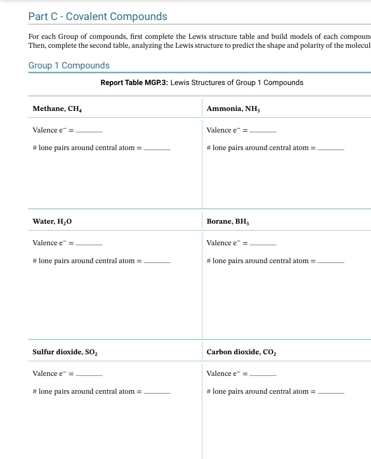 Solved Part C - Covalent Compounds For each Group of | Chegg.com