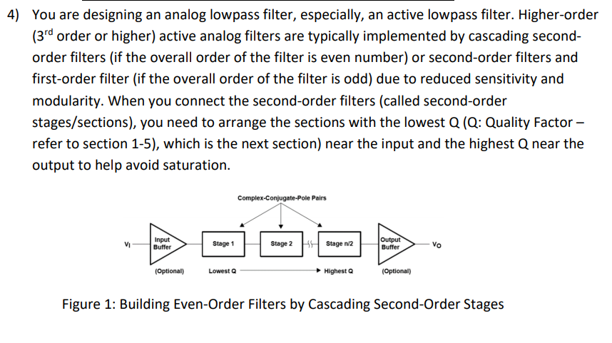 4) You are designing an analog lowpass filter, | Chegg.com