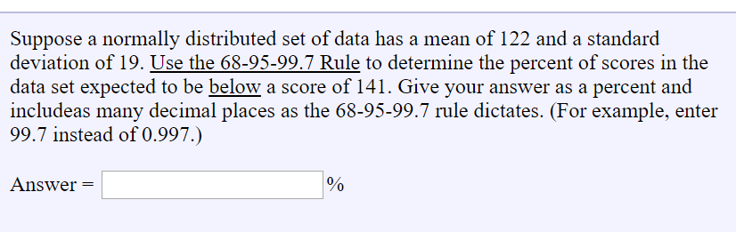 Solved Suppose a normally distributed set of data has a mean | Chegg.com