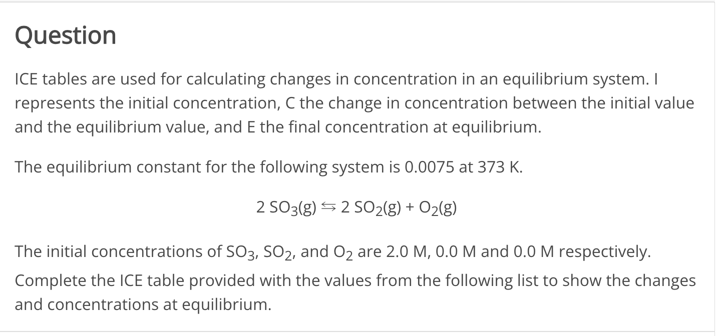 Solved ICE tables are used for calculating changes in | Chegg.com