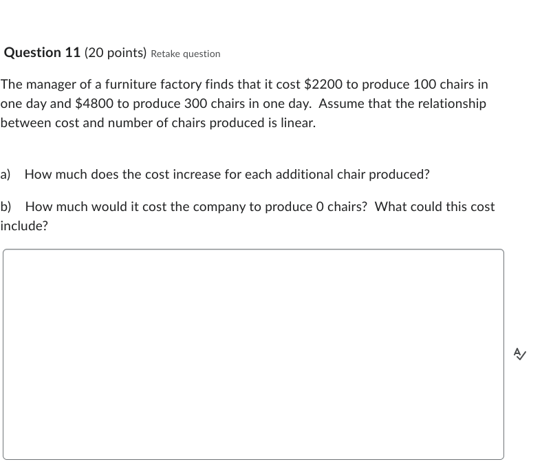 Solved Question 11 ( 20 points) Retake question The manager | Chegg.com Solved Question 11 ( 20 points) Retake question The manager | Chegg.com