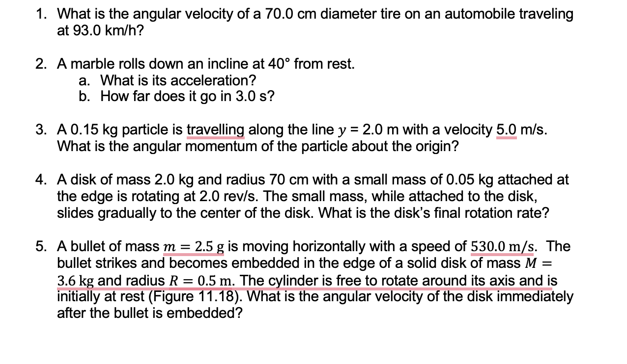 Solved 1. What is the angular velocity of a 70.0 cm diameter | Chegg.com