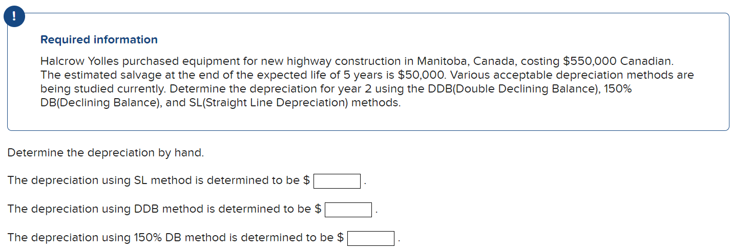 Solved ! Required information Halcrow Yolles purchased | Chegg.com