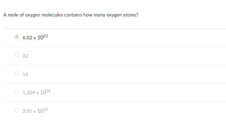 Solved A mole of oxygen molecules contains how many oxygen | Chegg.com