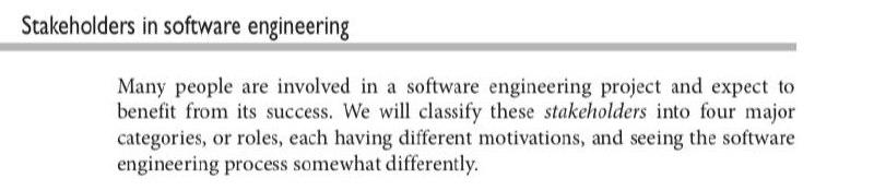Solved Stakeholders in software engineering Many people are | Chegg.com