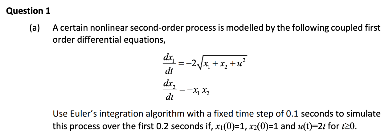 Solved Question 1 (a) A certain nonlinear second-order | Chegg.com