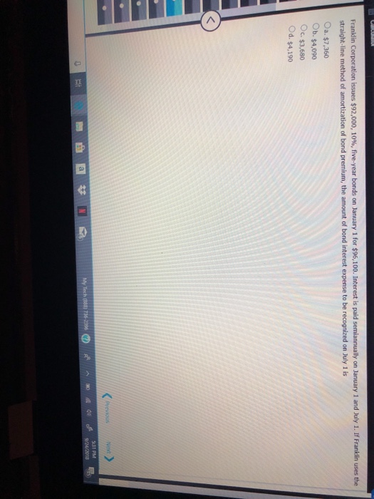 Solved straight-line method of amortization of bond premium, | Chegg.com