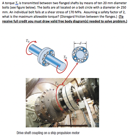 Solved A torque L is transmitted between two flanged shafts | Chegg.com