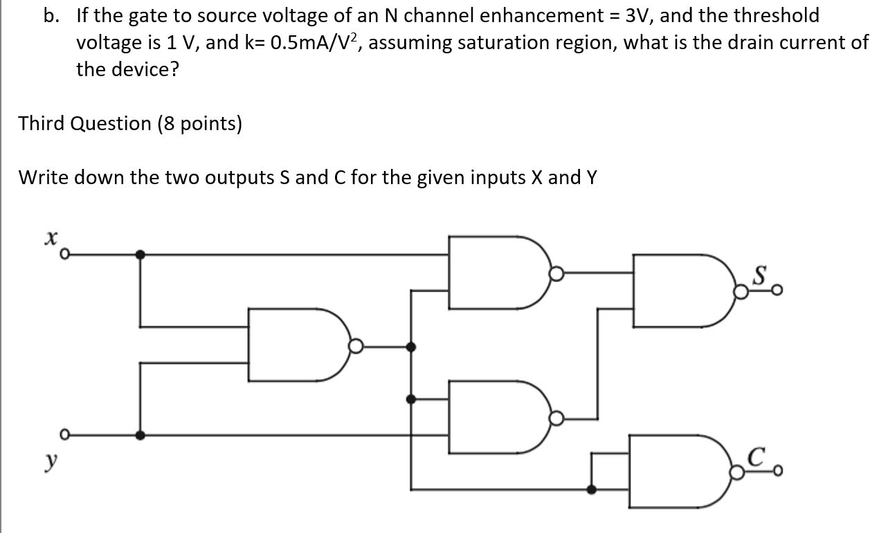 Solved b. If the gate to source voltage of an N channel | Chegg.com
