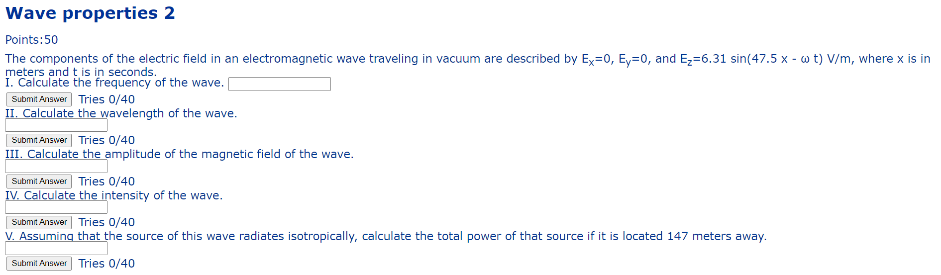 Solved Wave properties 2 Points:50 The components of the | Chegg.com