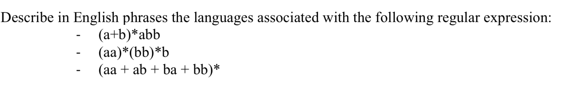 Solved Describe in English phrases the languages associated | Chegg.com