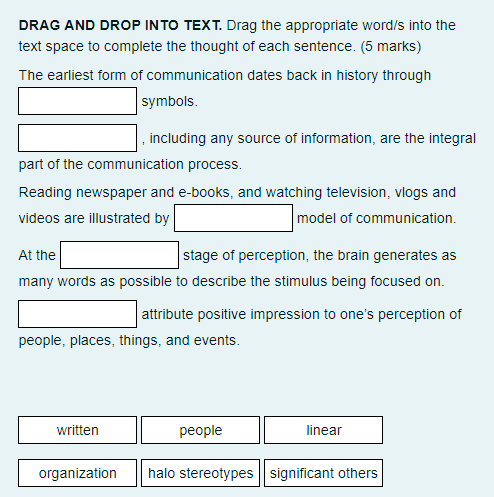 Solved DRAG AND DROP INTO TEXT. Drag the appropriate word/s | Chegg.com