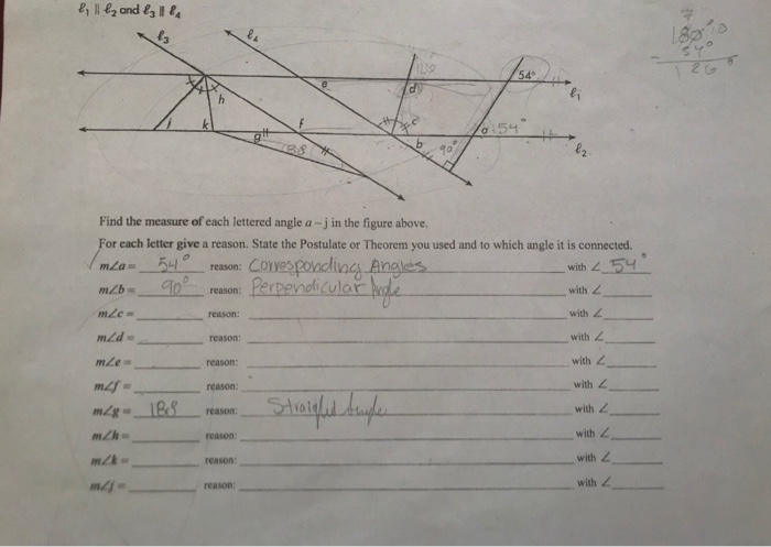 Solved Find the measure of each lettered angle a -j in the | Chegg.com
