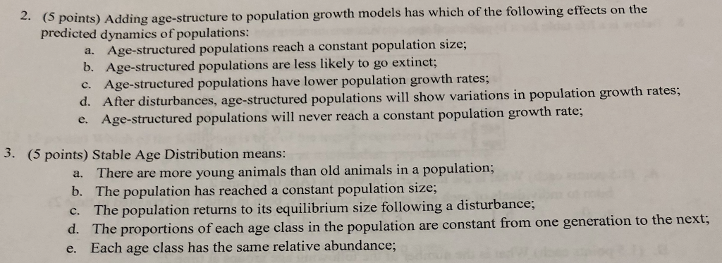 Solved (3 points) Adding age-structure to population growth | Chegg.com
