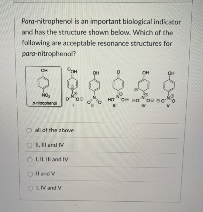 Solved Para-nitrophenol is an important biological indicator | Chegg.com