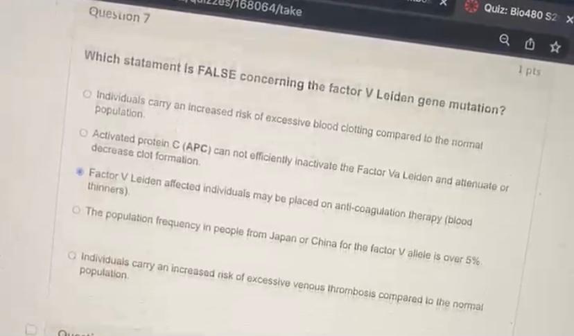 Solved Question 7 $8064/take Quiz: Bio480 S2 x Which | Chegg.com
