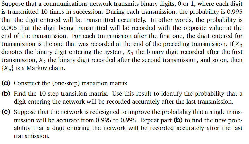 Solved Suppose that a communications network transmits | Chegg.com