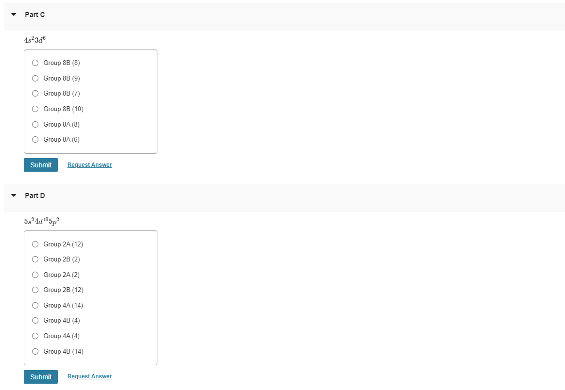 Identify the group number using both A/B and 1 to 18 | Chegg.com