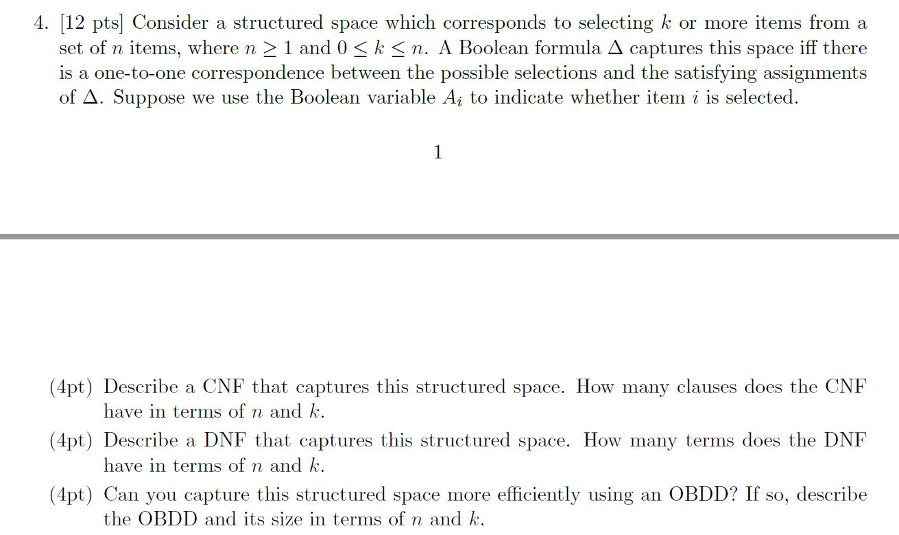 Solved by an EXPERT 4. [12 ﻿pts] ﻿Consider a structured space which | Chegg.com